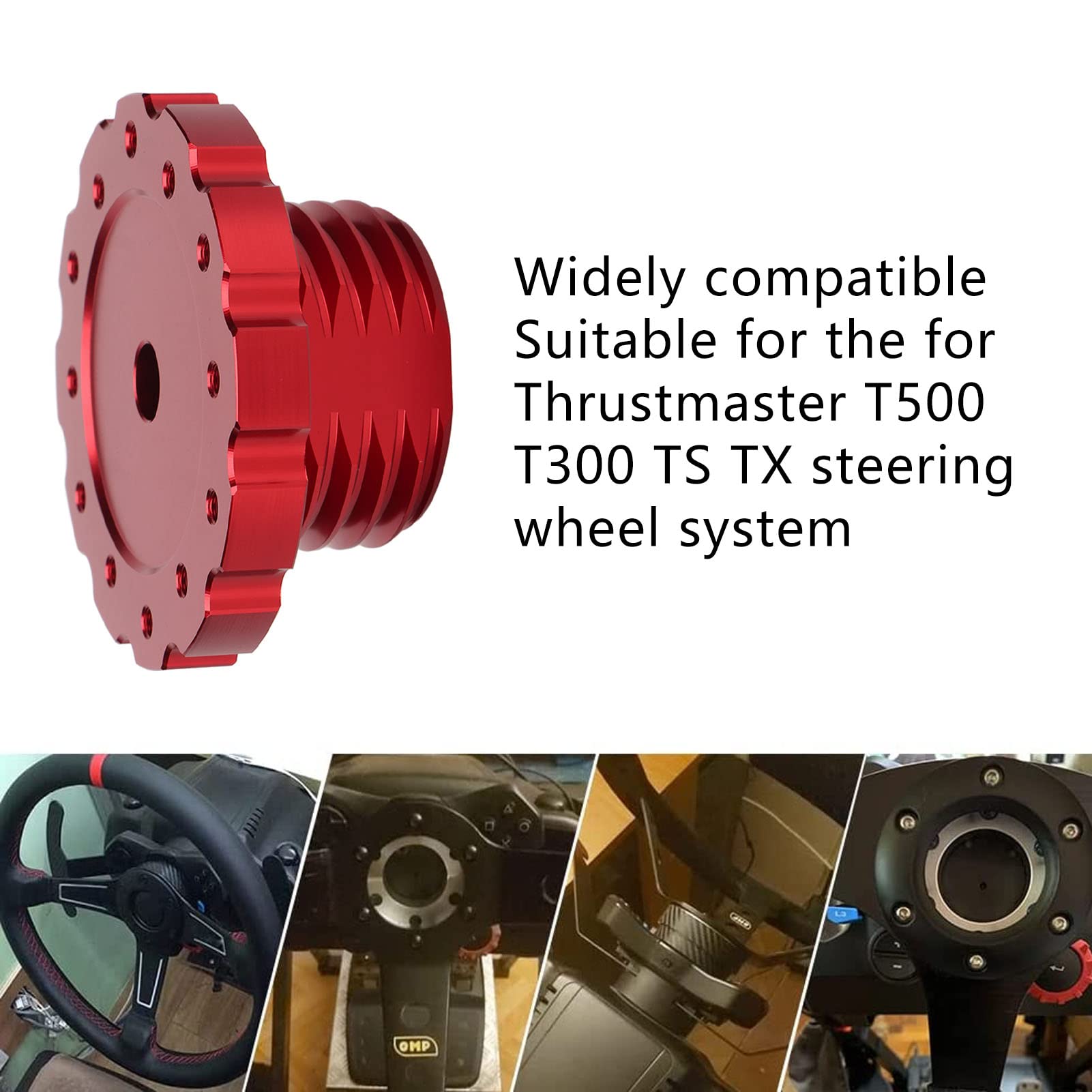 Racing Car Gaming Steering Wheel Adapter, High Accuracy Sim Racing Professional Gaming Steering Wheel Adapter, Machined for Game Accessories (Red)