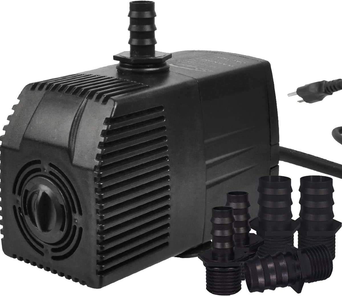 Simple Deluxe 400 GPH Submersible Pump(1500L/H 54W) with 15' Cord for Fish Tank, Hydroponics, Fountains, Ponds, Statuary, Aquariums, Black