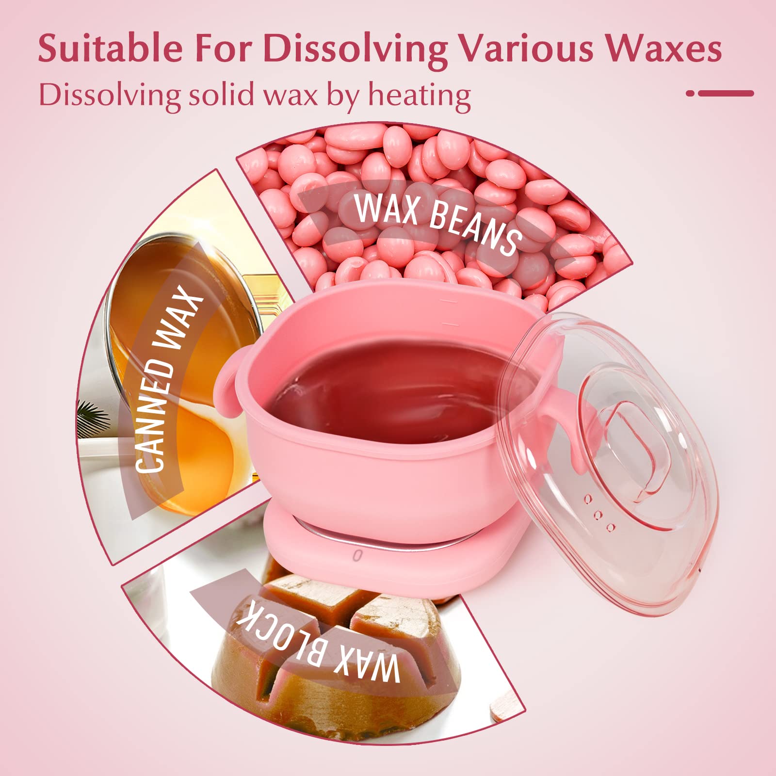 Ranrose Silicone Bowl for Wax Warmer,400ML Silicone Wax Warmer for Hair Removal with Replacement Silicone Wax Bowls for Waxing