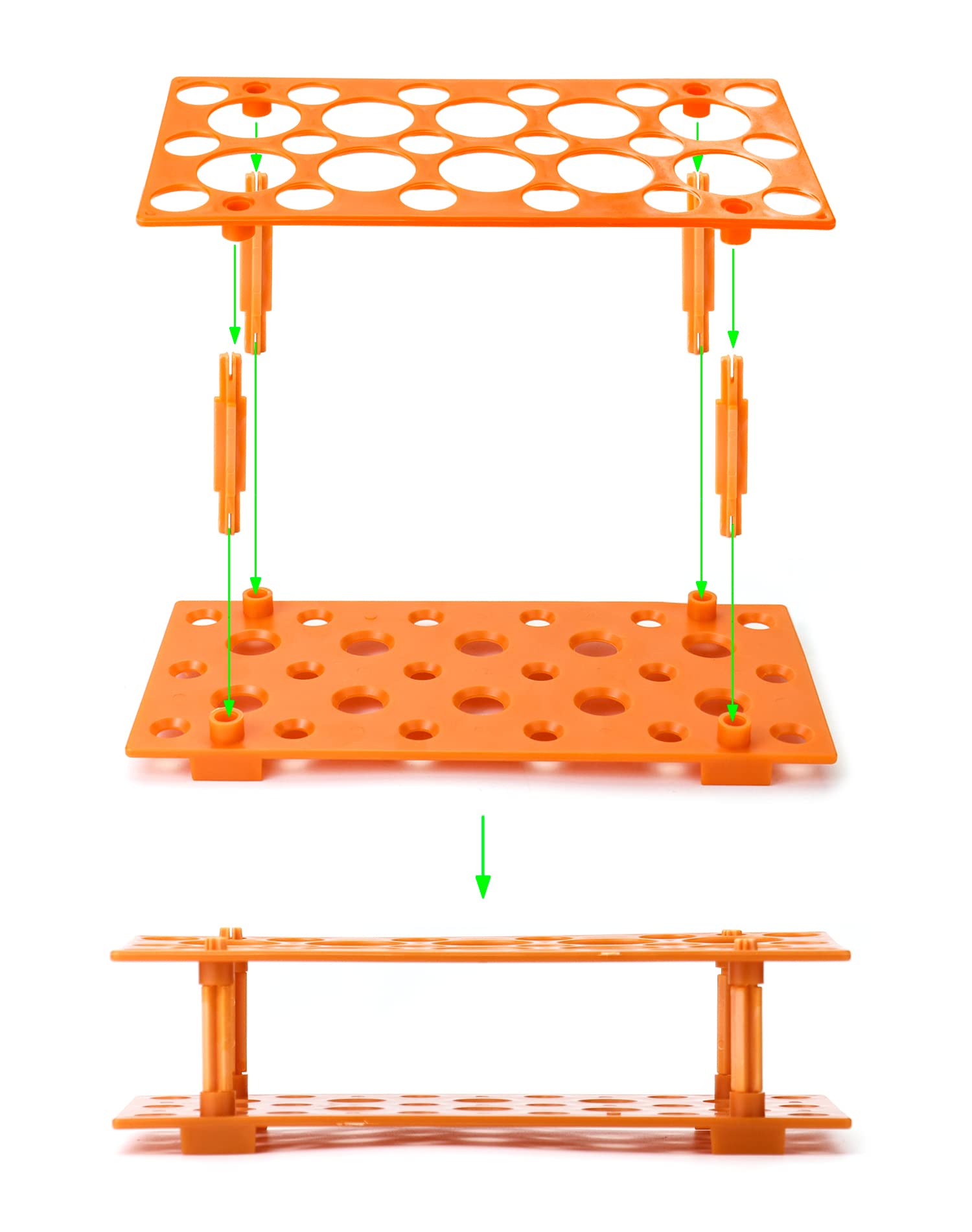 QWORK Plastic Test Tube Rack, 4 Pack Centrifuge Tube Rack Laboratory Holder for 10ml / 15ml / 50ml, 2 Blue and 2 Orange