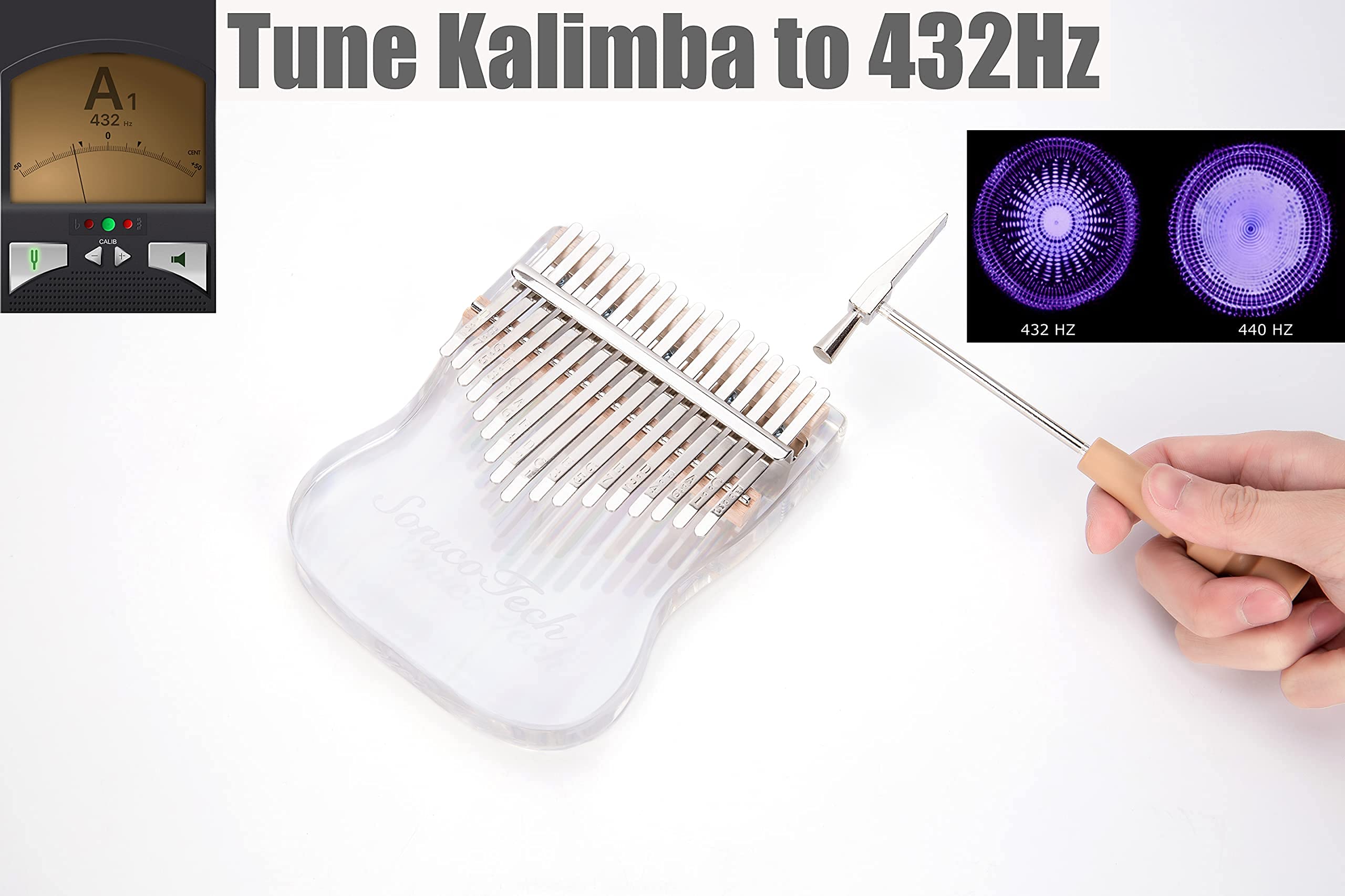 Kalimba Thumb Piano Rainbow Acrylic Kalimba Cute Kalimba 17 Keys Finger Piano Crystal Kalimba Hand Piano Marimba Instrument Sound Healing Instruments Meditation Instruments By SonicoTech (Rainbow)