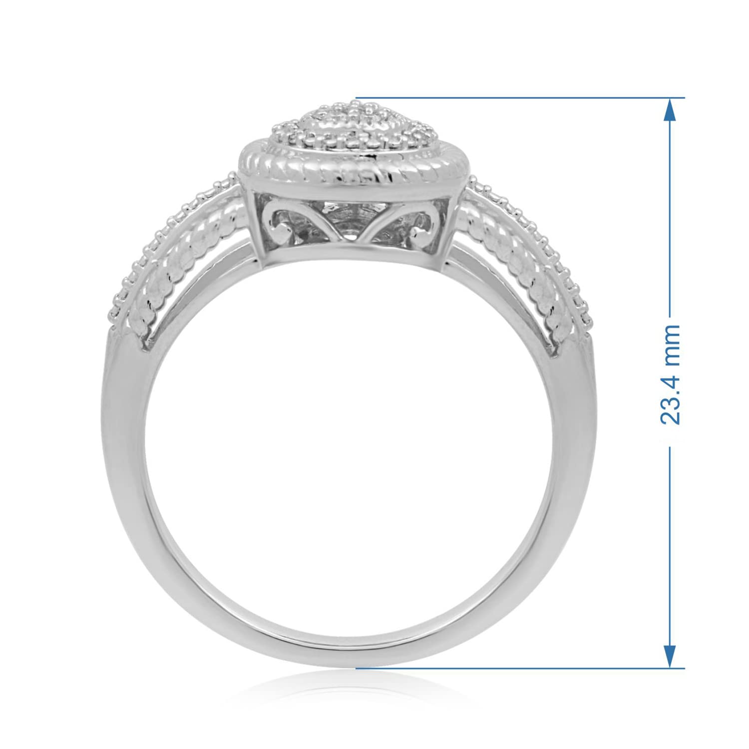 Jewelili Sterling Silver Natural White Round Diamond Accent Teardrop Ring, Size 7