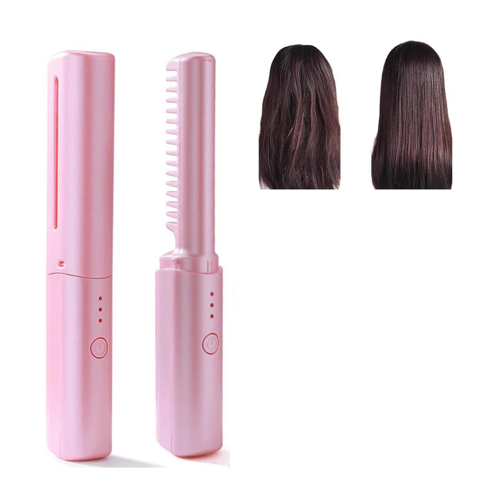 IOCARE Rechargeable Mini Hair Straightener, Rechargeable Cordless Curling Iron, Three Temperature Adjustable Flat Iron, Portable Hair Straightening Brush