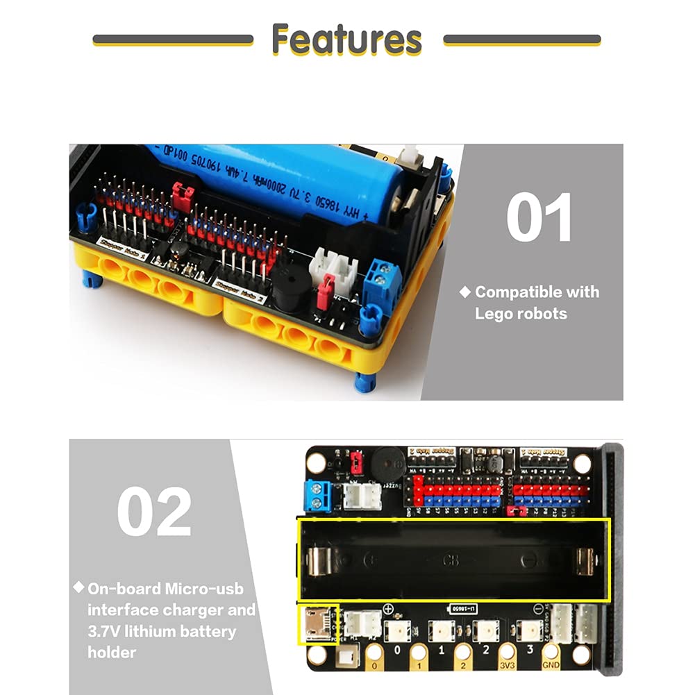 Shevan Extension Board for V2.0 Support 8 Servos and 4 DC Motors with Onboard Infrared Receiver and 4 RGB Lights