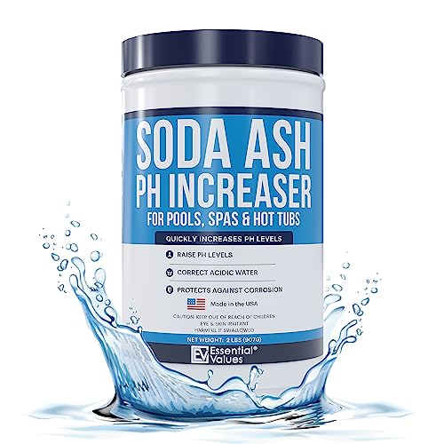 PH Increaser for Hot Tub Swimming Pools & Spa (2 LBS) - Soda Ash Powder to Get Level of Your PH Up - Fight Corrosion, Correct Acidic Water Safely, Made in USA