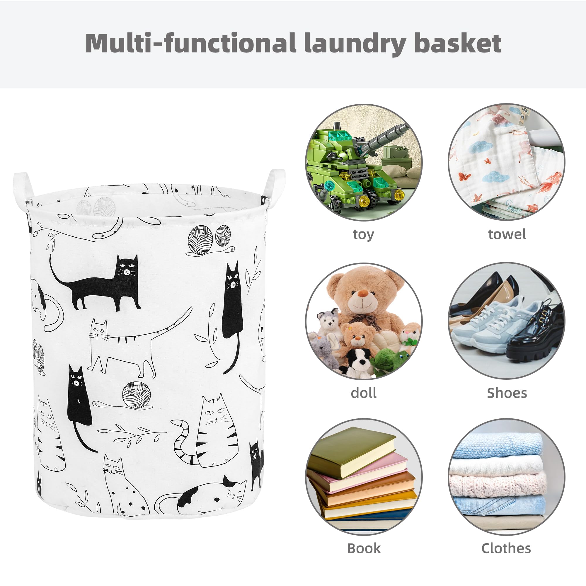 QiANBiRD Laundry Basket Hamper Large Foldable Tall Unique Laundry Basket Organizer Collapsible Laundry Hamper Fabric Storage Basket with Rope Handles for Clothes Toys in the Home or Dorm (Beige Round)