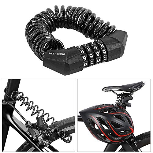 MengK Portable Bicycle Helmet Lock Mini Burglar Padlock Anti-Theft Helmet Lock for MTB Bicycle Motorcycle Electric Scooter Coded Lock Password Combination Lock