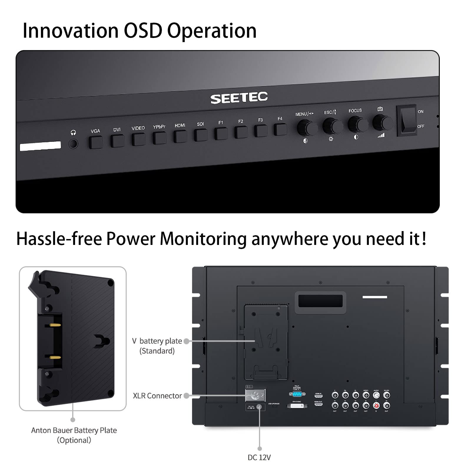 SEETEC P173-9HSD-RM 17.3" Rack Mount Broadcast LCD Monitor with 1920×1080 3G-SDI HDMI AV YPbPr,DVI, Video