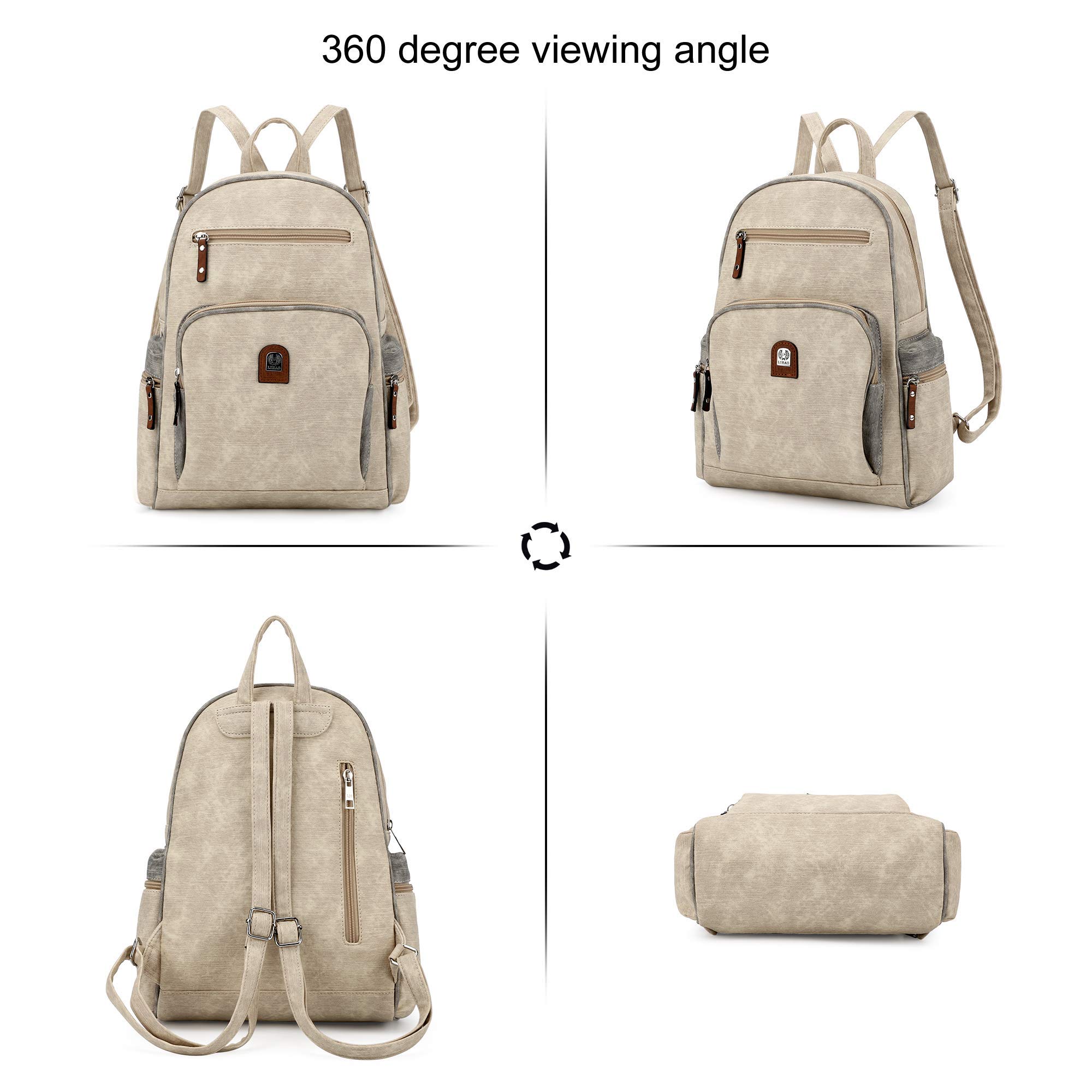 L&H Backpack Purse for Women Multipurpose Design Convertible Satchel Shoulder Bag PU Leather Backpack