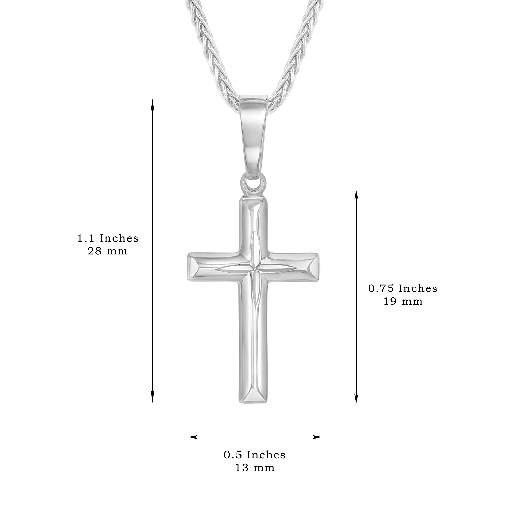 Inspired By My Girls Sterling Silver Cross Necklace with Adjustable Wheat Chain and Faith Keepsake Card Gift For Women - Cut