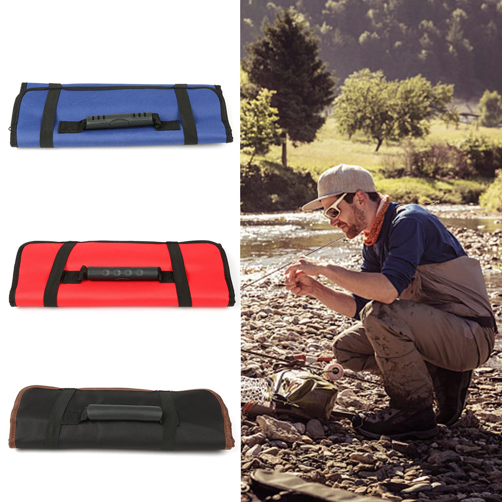 MengK Roll Bag Storage Case for Fishing Tackle Camping Kitchen Utensils Carrying Pouch