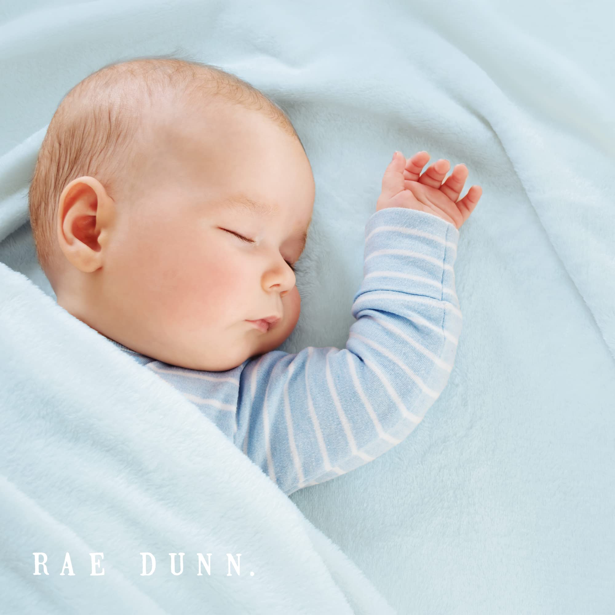 Rae Dunn Baby Blanket, Cozy, Super Soft, Fuzzy Throw Blanket for Newborn, Infant, Toddler, Receiving Blanket, Blankets for Crib, Stroller, Blue