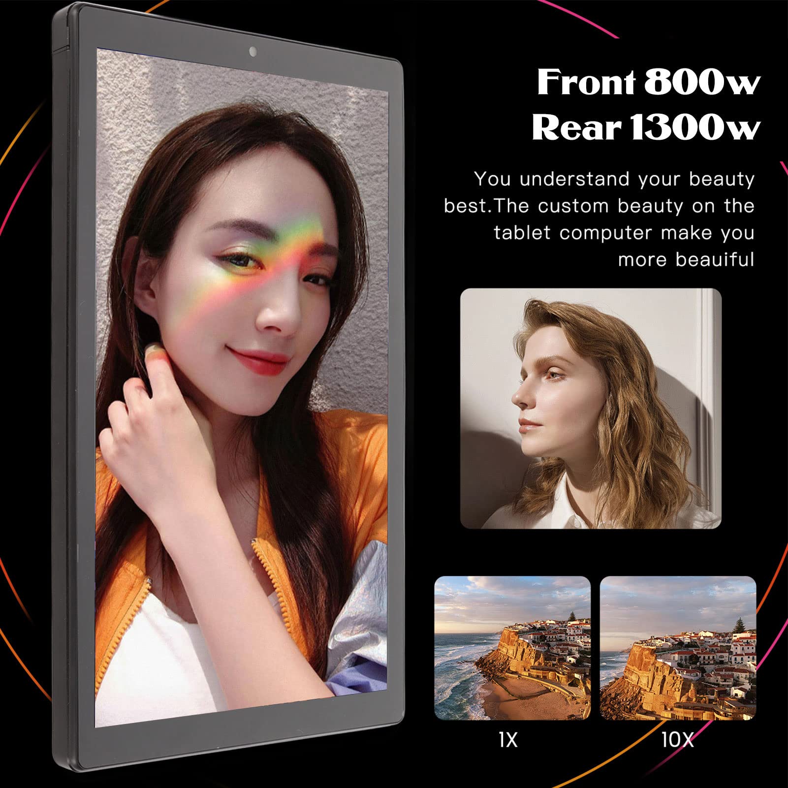 PUSOKEI 10.1in Tablet for Android 11.0,1080P IPS HD Tablet,2.4G 5G Dual Band WiFi,4GB 64GB Storage,MT6592 10 Cores CPU,Bluetooth 5.0,Front 800w Rear 1300w Calling Tablet(Black)