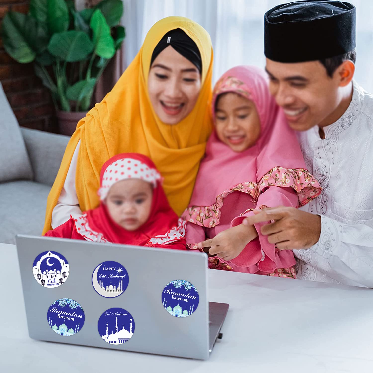 Ramadan Mubarak Stickers 400 PCS Eid Mubarak Stickers 2 inch Ramadan Kareem and Eid Mubarak Labels Eid Mubarak Gift Tag Stickers for Kids Eid Party
