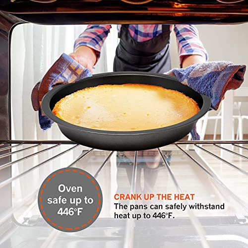 Perlli Baking Pan 8 Piece Set Nonstick Carbon Steel Gray Oven Safe Bakeware Kitchen Set, Cookie Sheet, 2 Round Cake Pans, Square Pan, Loaf Pan, Deep Dish Pan, Pizza Crisper, & 12 Cup Muffin Pan