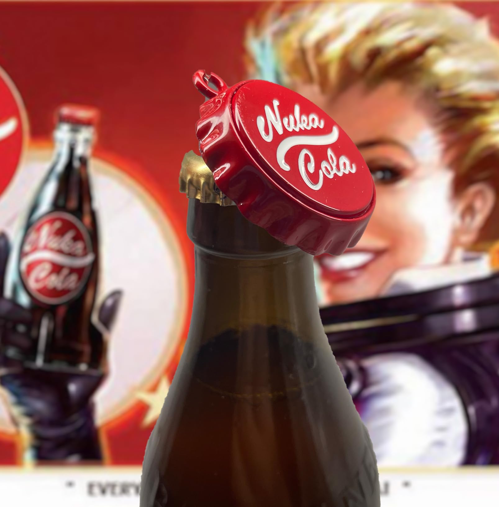 Red Nuka Cola Cap Bottle Opener Keychain, Game Fans Gifts, Nuka Cola Merchandise