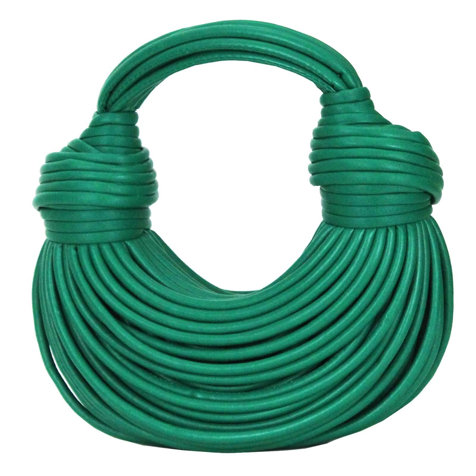 Qiayime Hand-Woven Bread Women's Clutch Top Handle Satchel Shoulder Crossbody Creative Noodles Purses Underarm Bag Handbag (Green)