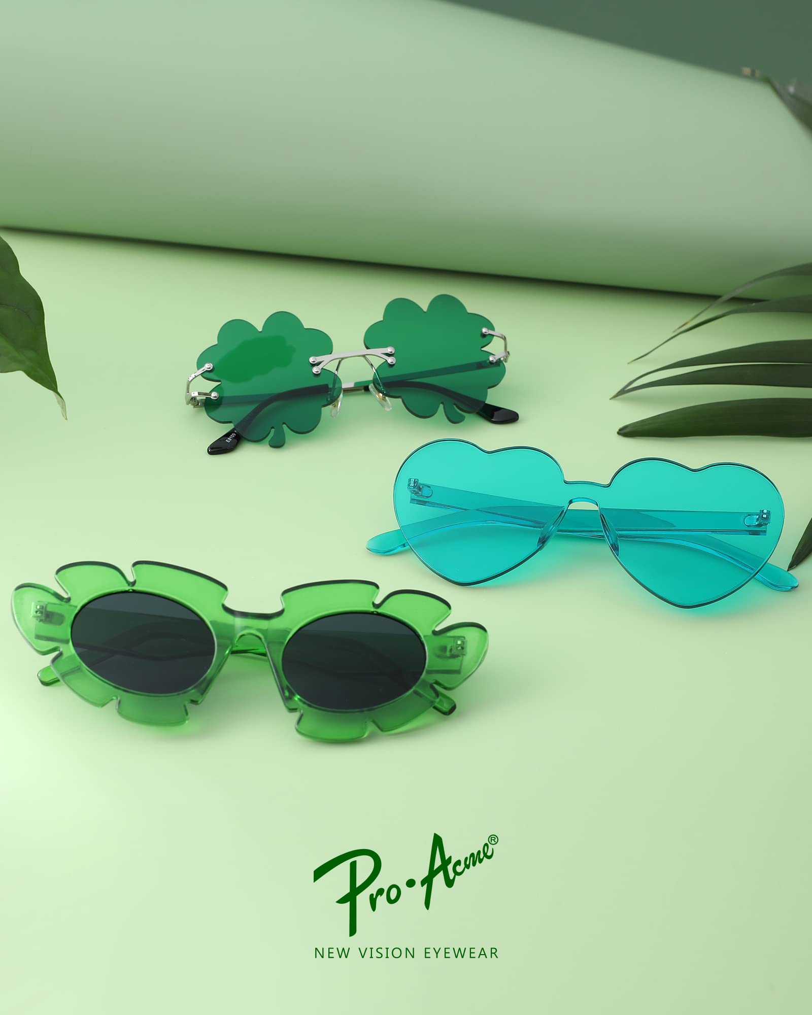 Pro Acme St Patricks Day Shamrock Sunglasses Irish Clover Leprechaun Costume Glasses Saint Patricks Day Accessories (Shamrock)