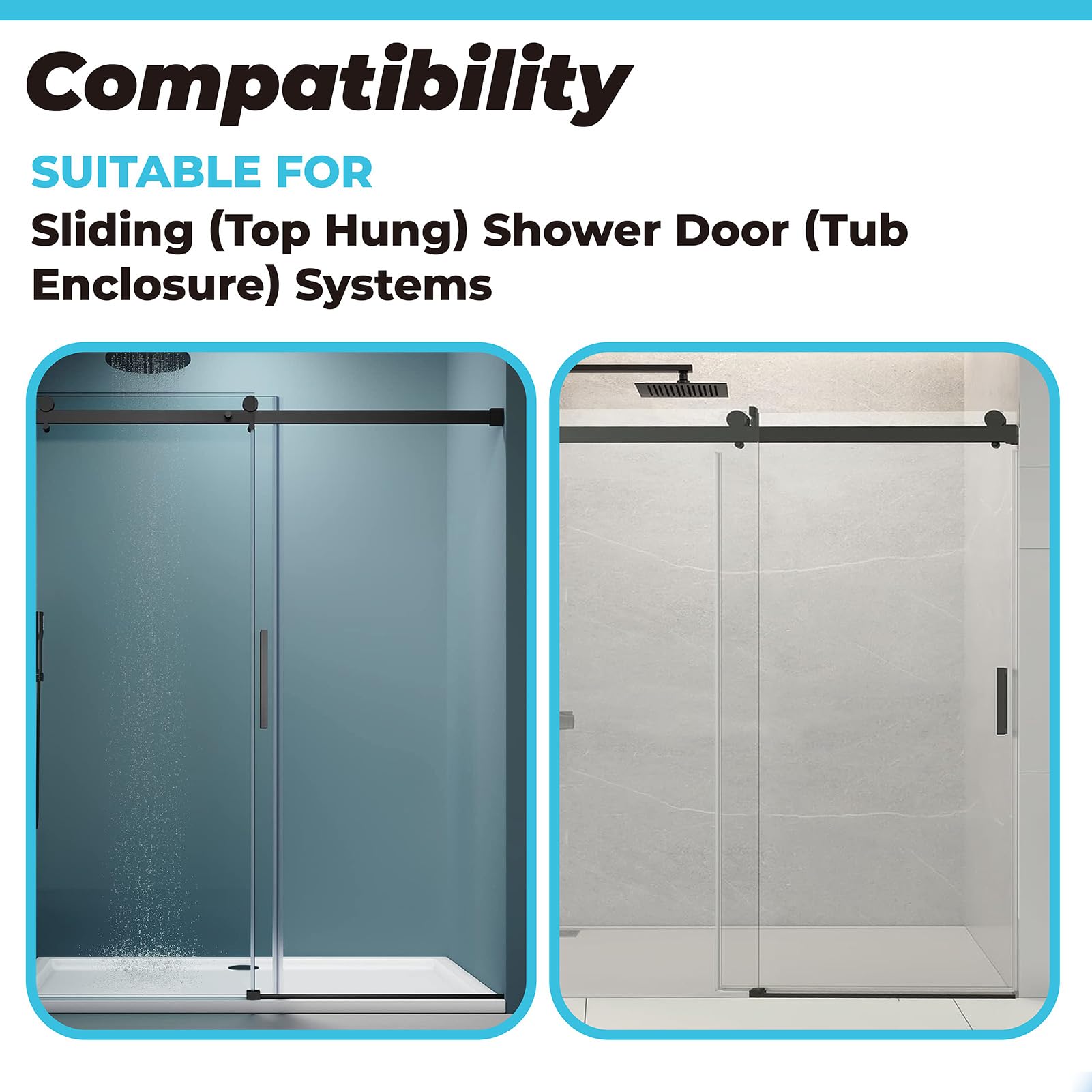 M6219 Sliding Shower Door Bottom Guide fits for Sliding Shower Door (Top Hung) Tub Enclosure Systems, 1/2 in Channels for Glass Shower Door Plastic Guide