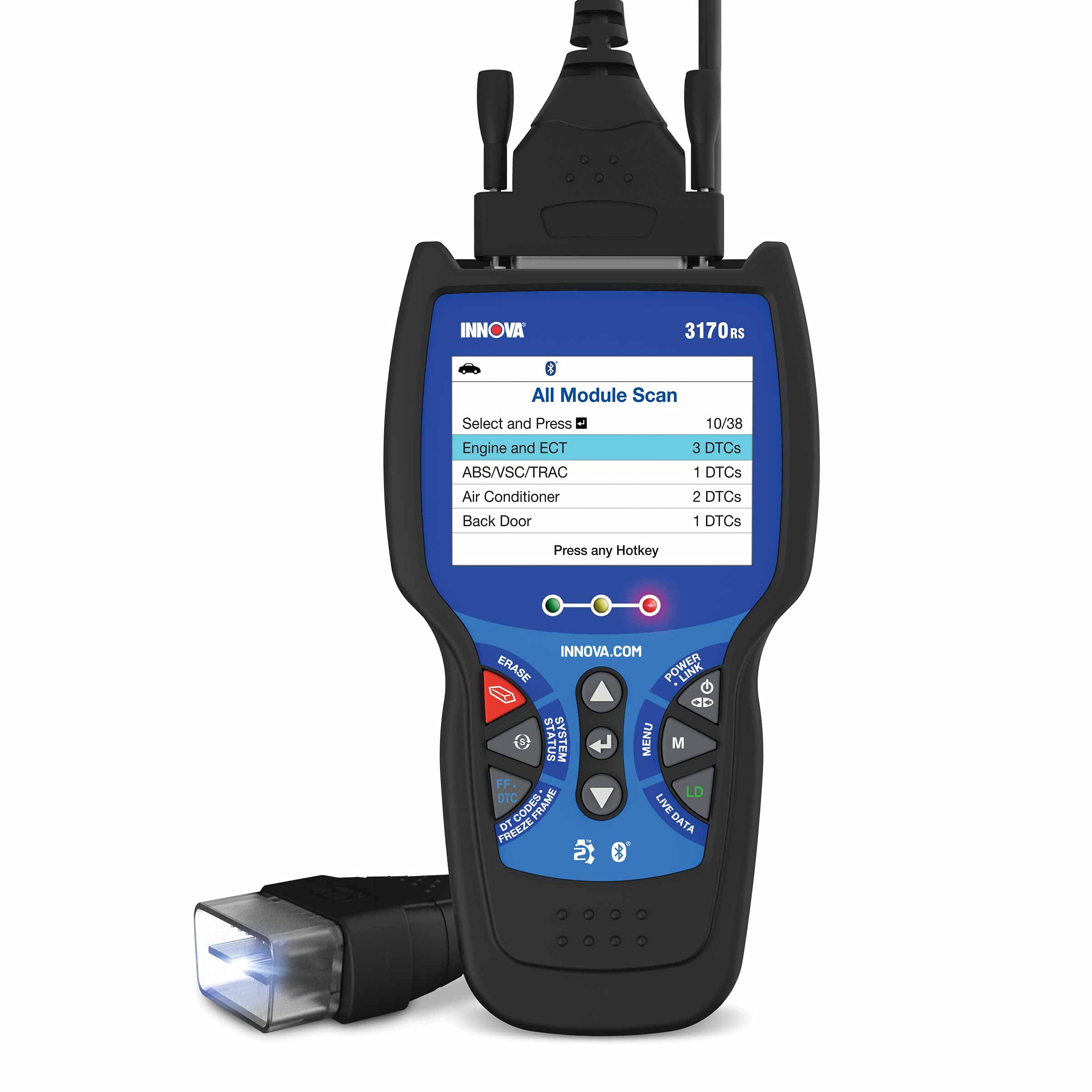 INNOVA 3170RS OBD1 & OBD2 Scanner, ABS Bleeder Scan Tool, OBD2 Diagnostic, Caliper Service, Brake Pad Life, Read/Erase ABS/SRS Codes, Reset Oil Light, Live Data, Free Updates