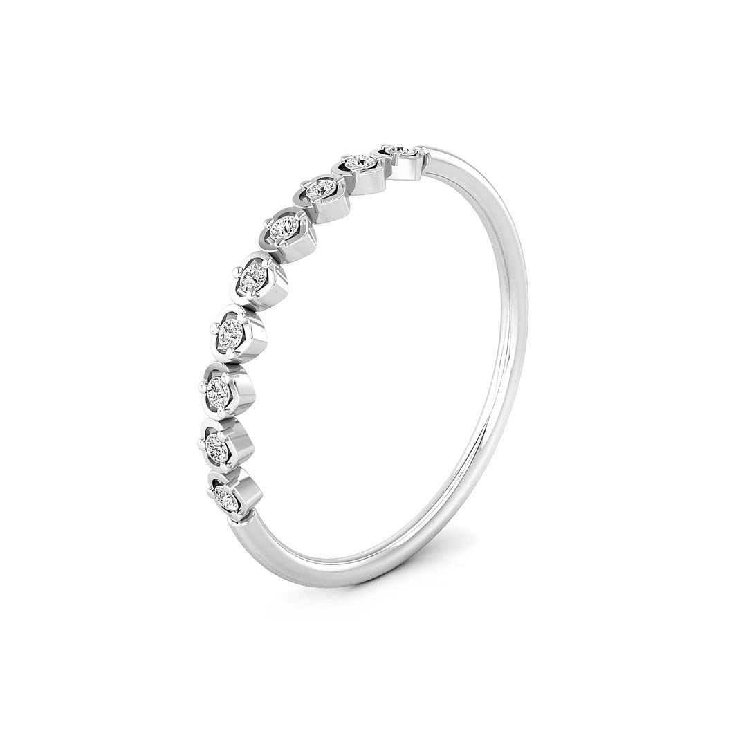 Octa Pearl 1/10 Carat Cubic Zirconia Round Stone Heart Shape Half Eternity Band In 925 Sterling Silver (VVS, 0.07 CTW/ 8US)