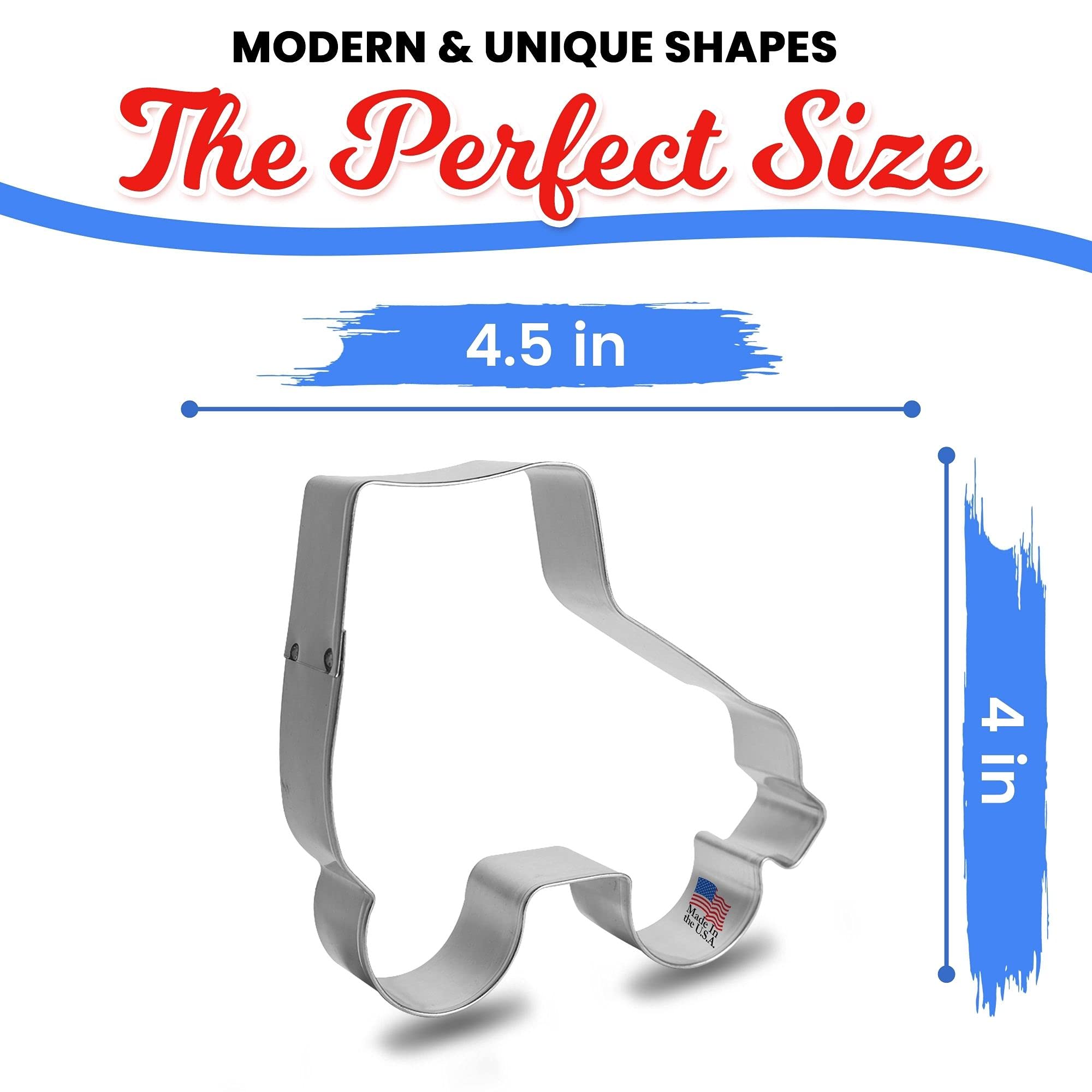 Roller Skate Cookie Cutter 4.5 Inch β Made in the USA β Foose Cookie Cutters Tin Plated Steel β Roller Skates Cookie Mold