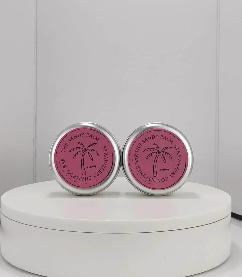 The Sandy Palm Strawberry Shampoo & Conditioner Bar Set