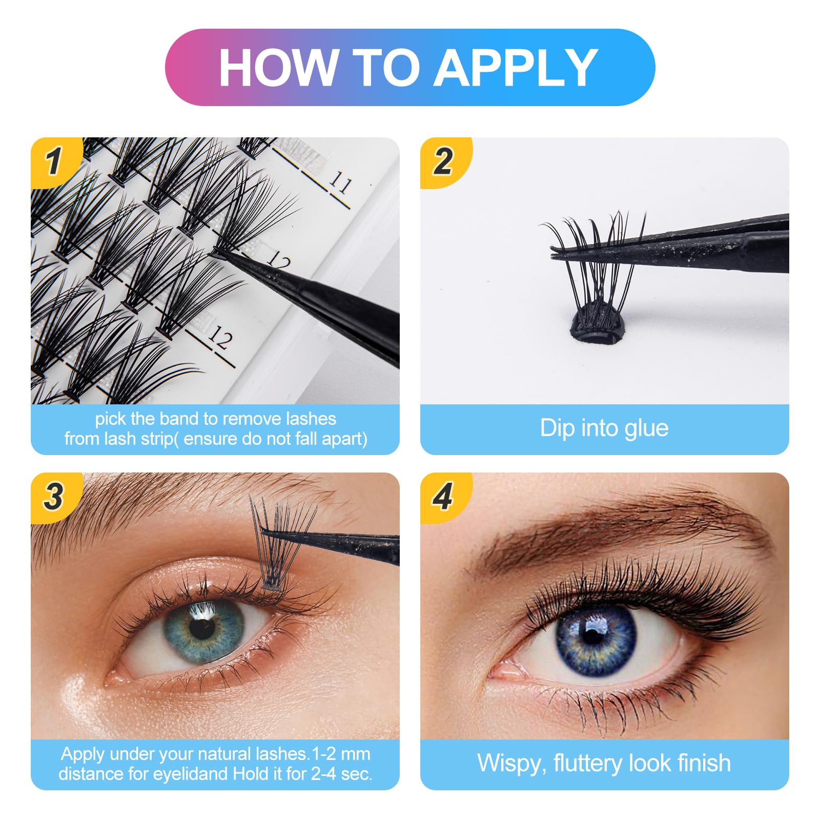 Linpuco LASH 20D Cluster Lash 9-14mm/curl C/Individual Eyelashes Natural Long Black Soft Lightweight 3D Eye Lashes DIY Eyelash Extensions at Home