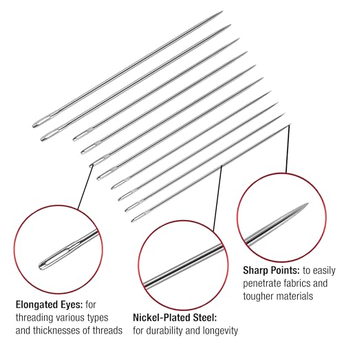 SINGER Sharps Hand Sewing Needle Set - Assorted Sizes 3/9, Nickel-Plated Steel, Durable, for Embroidery, Quilting, Mending, with Standard Eyes, 20pc