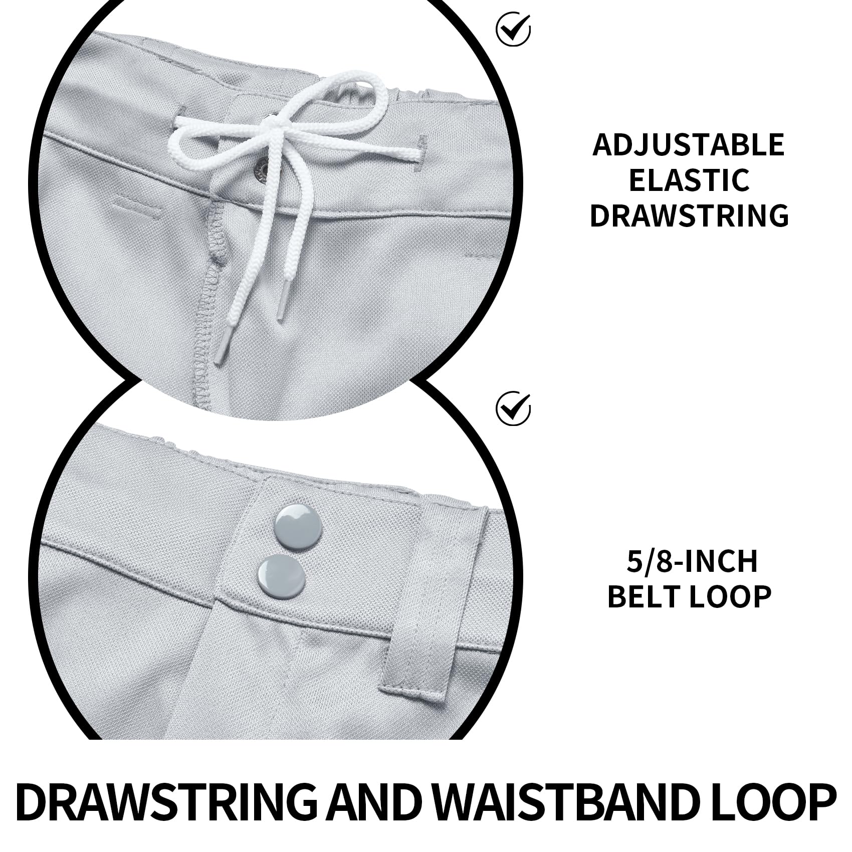 QBK 2T/3T/4T/5T/6T/7T Toddler Boy's Knicker Baseball Pants with Side Piping/Braid（Grey 3T）