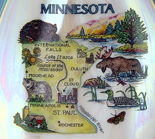 Minnesota State Map Pearl Souvenir Collectible Spoon Rest agc