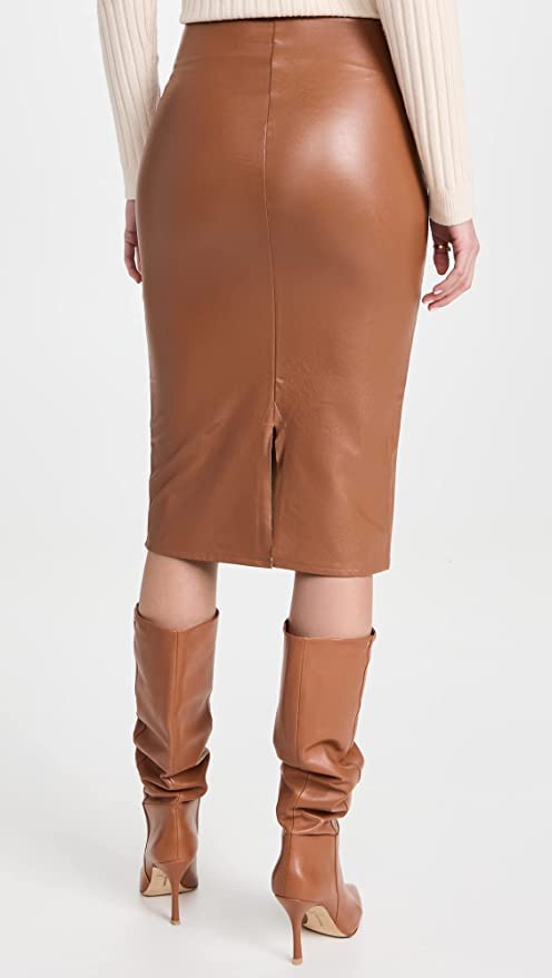 Mosh Leather Women's Genuine Lambskin Leather Perfect Knee Length Skirts MS348 (as1, Alpha, x_l, Regular, Regular, Camel)