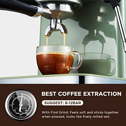 Neretva 15 Bar Espresso Machine with Milk Frother, 1350W, 54 Oz Water Tank - For Home Barista