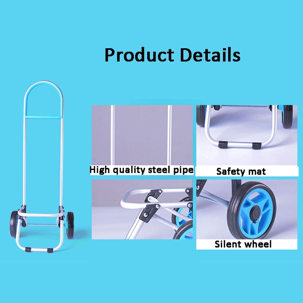 Shopping Trolley on Wheels Multi Function Shopping Cart Lightweight and Portable Folding Steel Tube Trolley Rose Back Zipper Bag Storage Hand Trucks,Yellow,32 * 31 * 90Cm ,Shopp