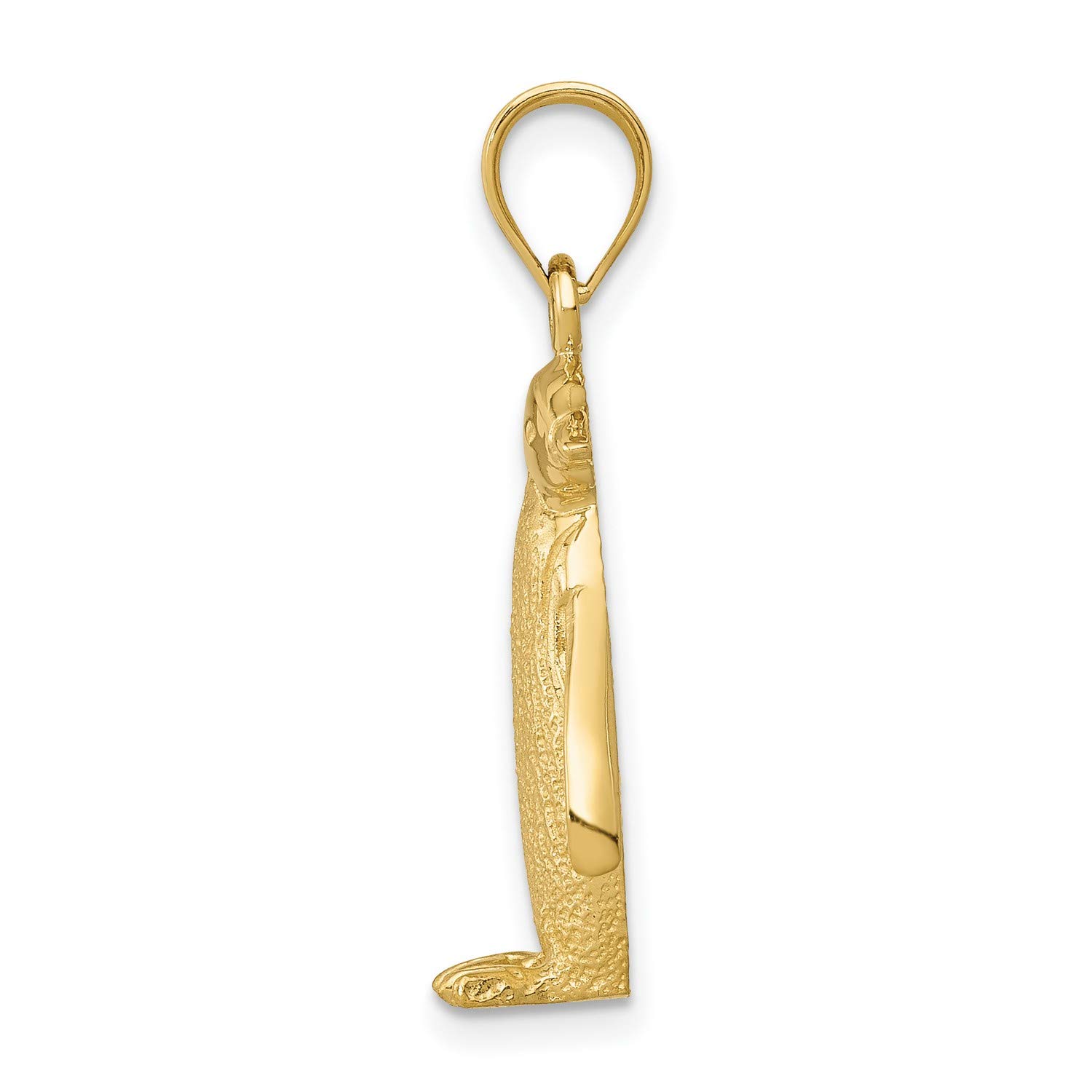 Jewelry Stores Network 14k Yellow Gold Textured Standing Penguin Pendant 27 mm x 14 mm