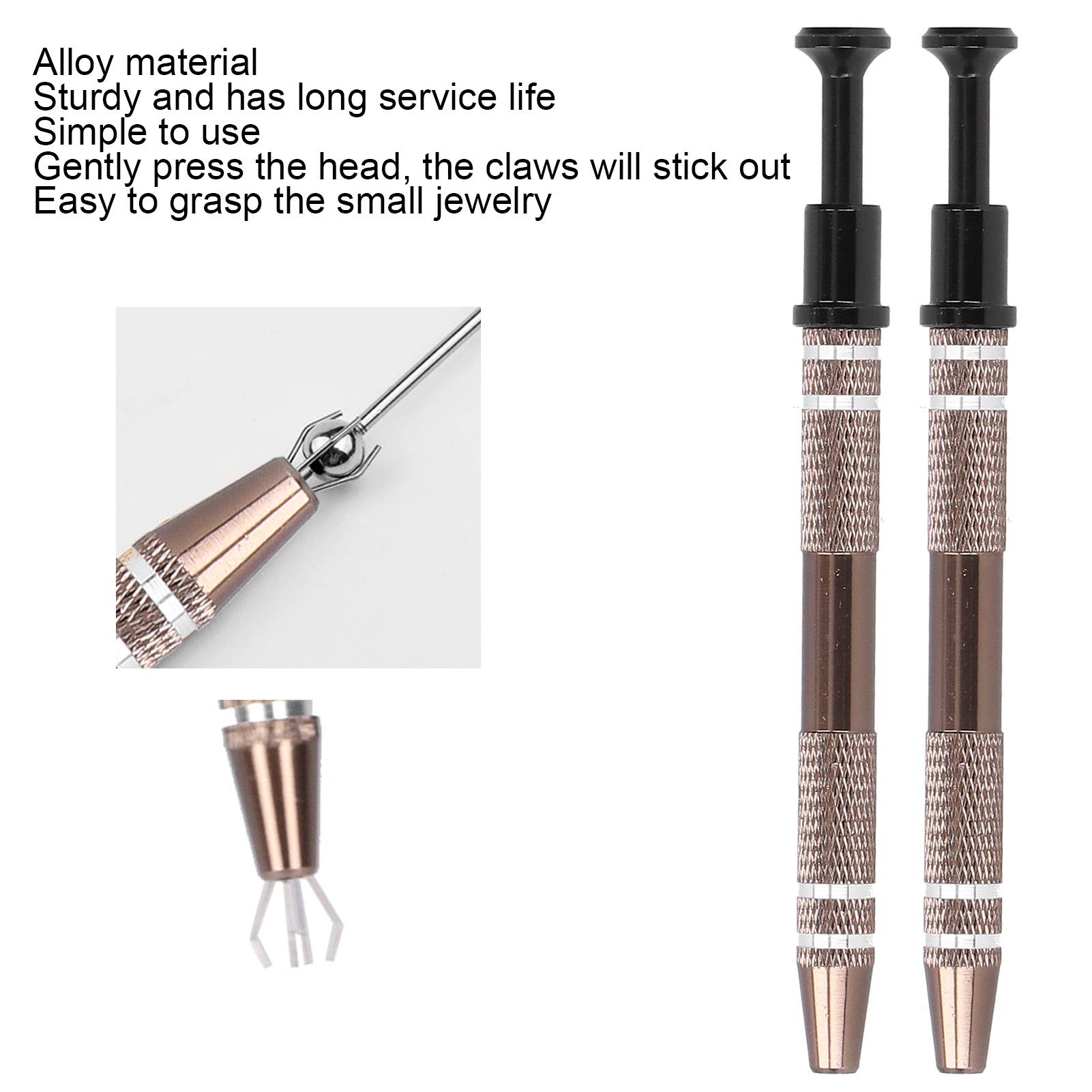 Srliya 2pcs Tattoo Tool 4 Prongs Bead Holder Alloy 4 Prongs Bead Holder Jewelry Bead Grasping Pick Up Tool Body Piercing Accessory