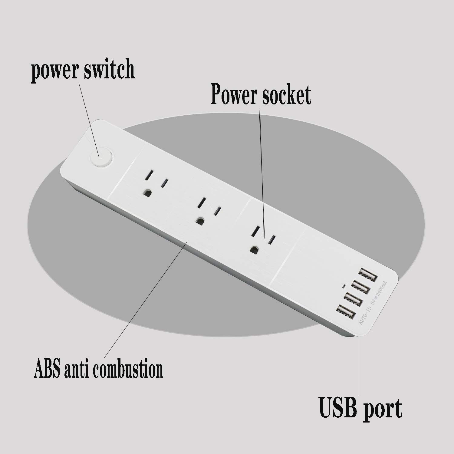 RIGO Power Strip Surge Protector, 3 Outlets, 4 USB Ports, Fireproof Material, UL Certified, 5.5ft Cord, On/Off Switch, White