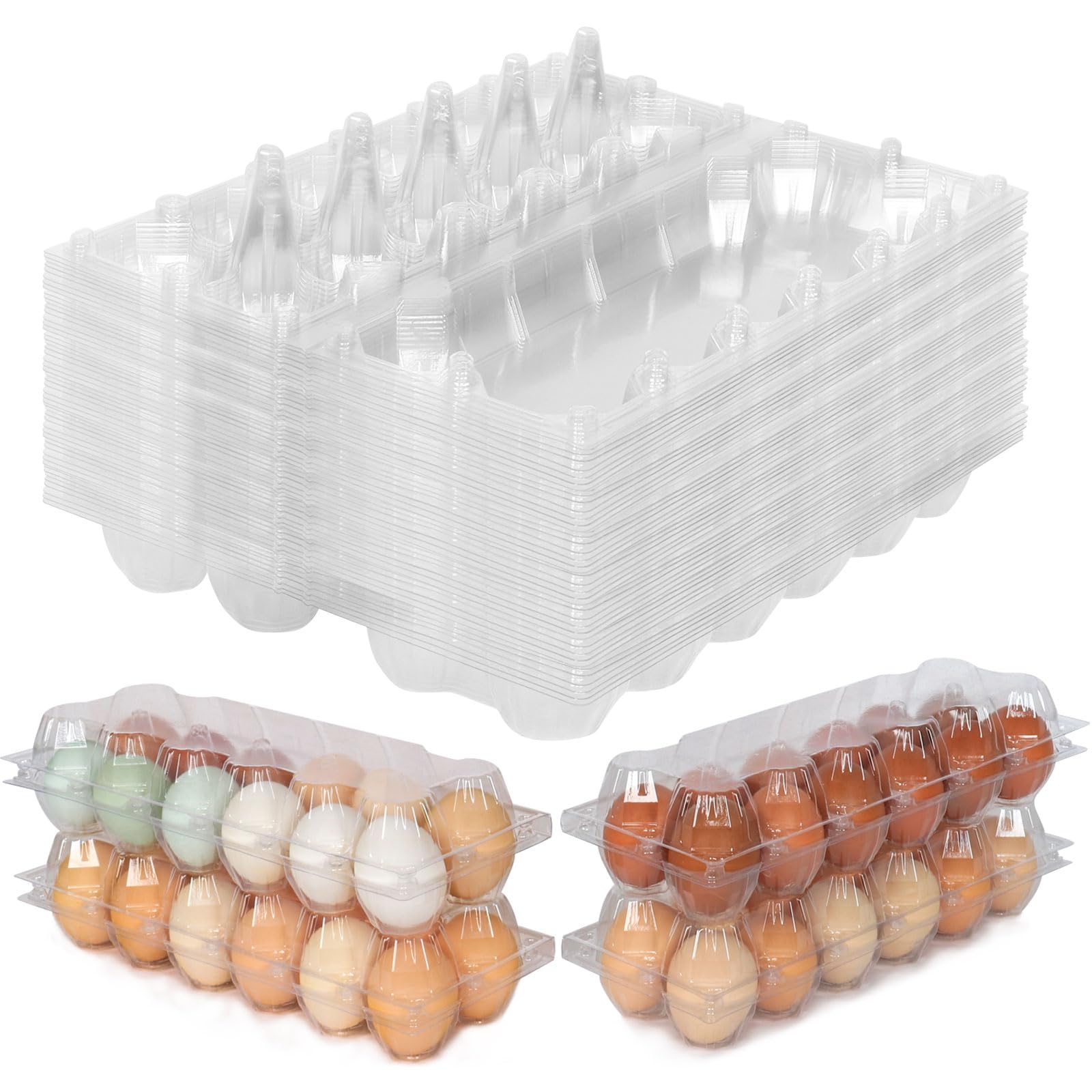 SINLUCESCE 40 Packs Plastic Egg Carton,Egg Cartons 2 * 6Grids,Egg Cartons Cheap Bulk,Perfect forfor 12 Eggs, Refrigerator Chicken Farm Markets,Large