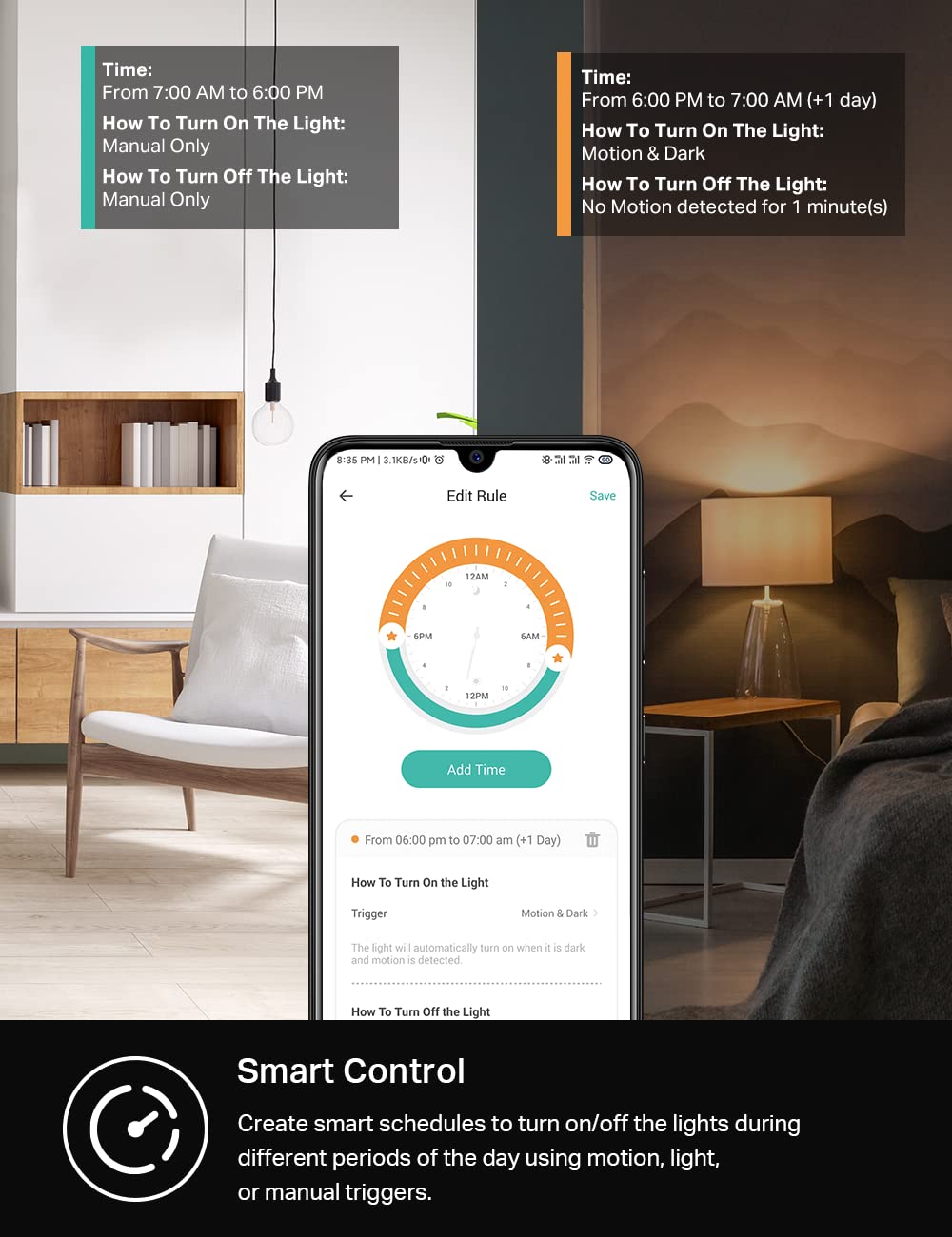 Kasa Smart WiFi Motion Sensor Switch, Single Pole, Needs Neutral Wire, 2.4GHz Wi-Fi Light Switch, Compatible with Alexa & Google Home, UL Certified, No Hub Required(KS200M),White,1-Pack