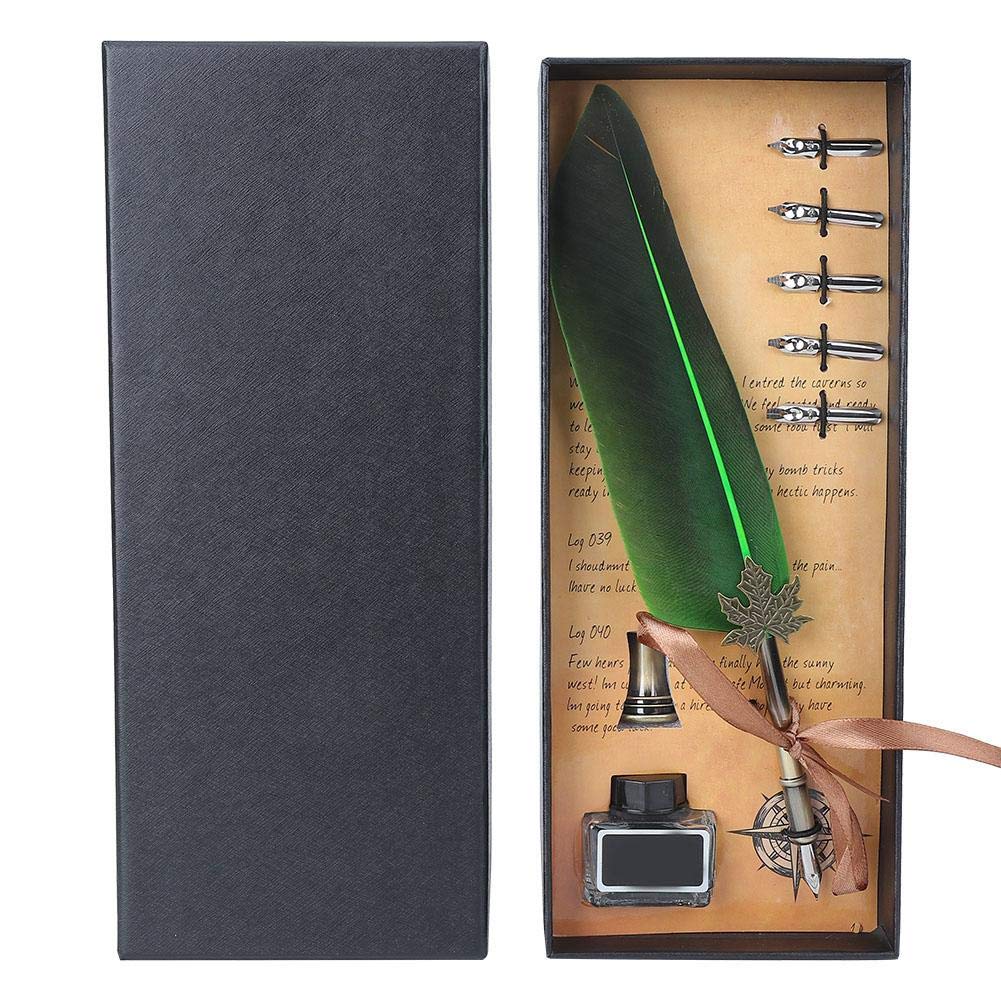 Jimfoty Metal Pen Rod Dip Pen, Quill Pen, Drawing Handwriting(Green)