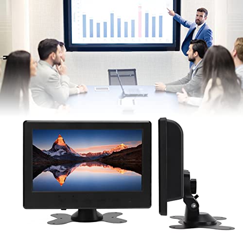 PUSOKEI 7 Inch Small Monitor,Mini Monitor TFT LED Screen Support VGA HD Multimedia AV BNC USB DC Input,Portable Car Home HD Display with Speaker Remote Control
