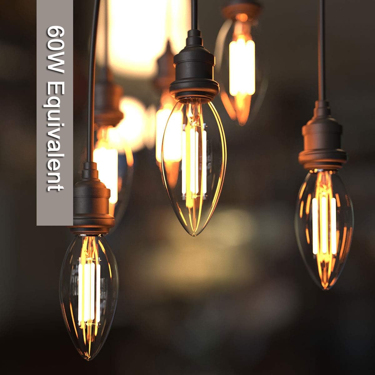 ST40 E17 Intermediate Base LED Bulbs, 600LM 2700K, Dimmable Ceiling Fan Light Bulbs,6W E17 Screw Base Replacement Clear Glass Light Bulbs for Outdoor Patio ST40 String Lights 6pack (Warm White)
