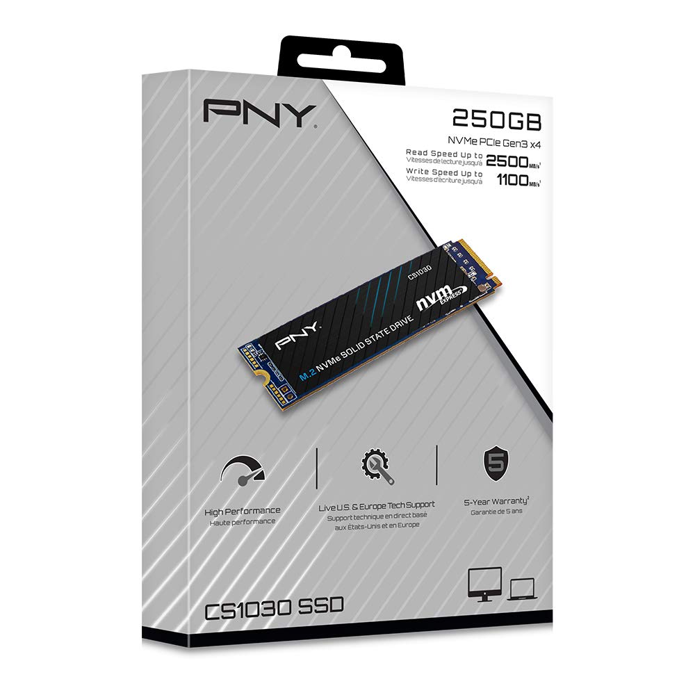 PNY CS1030 250GB M.2 NVMe PCIe Gen3 x4 Internal Solid State Drive (SSD) - M280CS1030-250-RB
