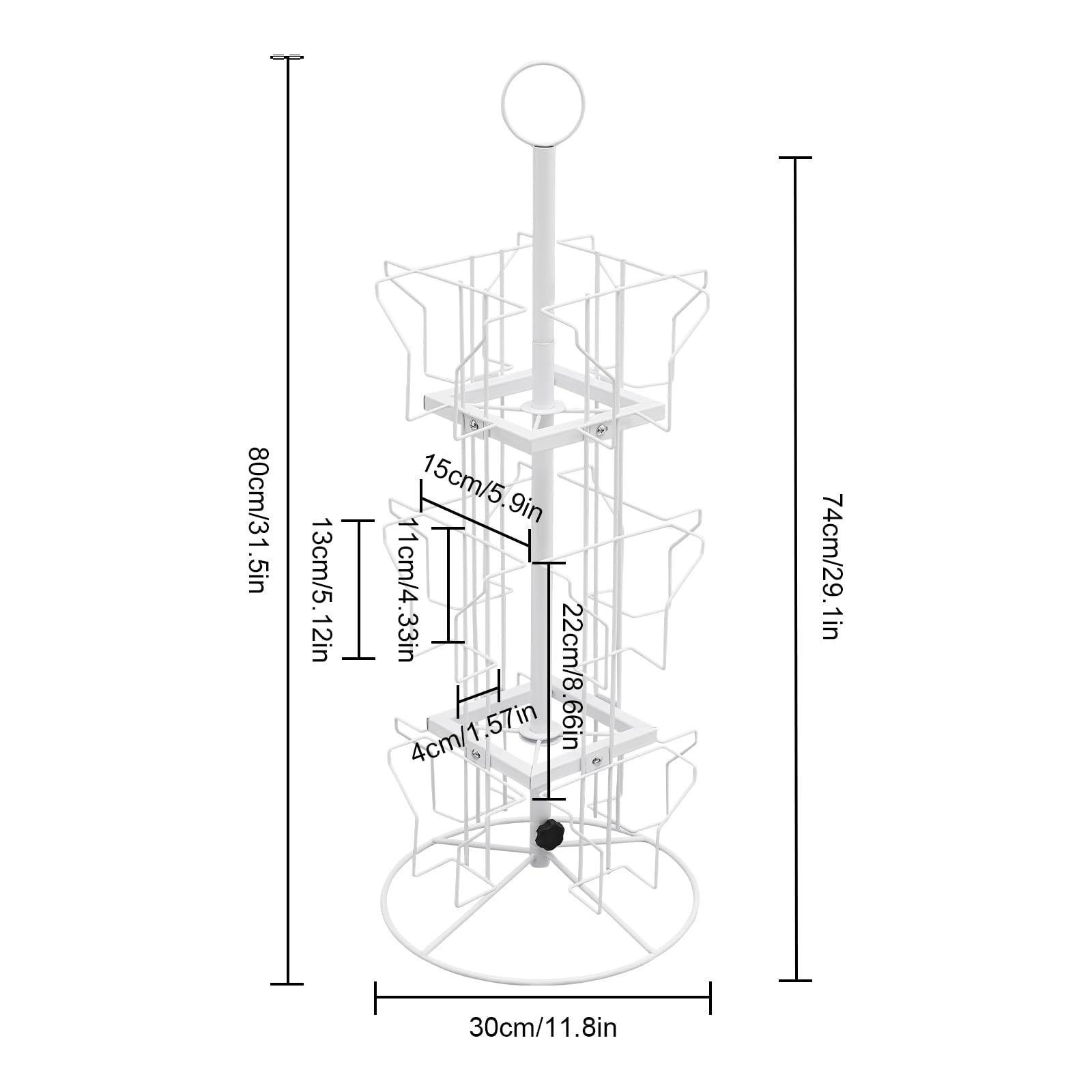 Rotating Greeting Card Rack, 3 Tier Greeting Card Display Stand, Card Display Stand, Card Holder Stand, Greeting Card Rack Holder Display, Card Display Rack, Card Rack Display Stand (12 pockets-White)