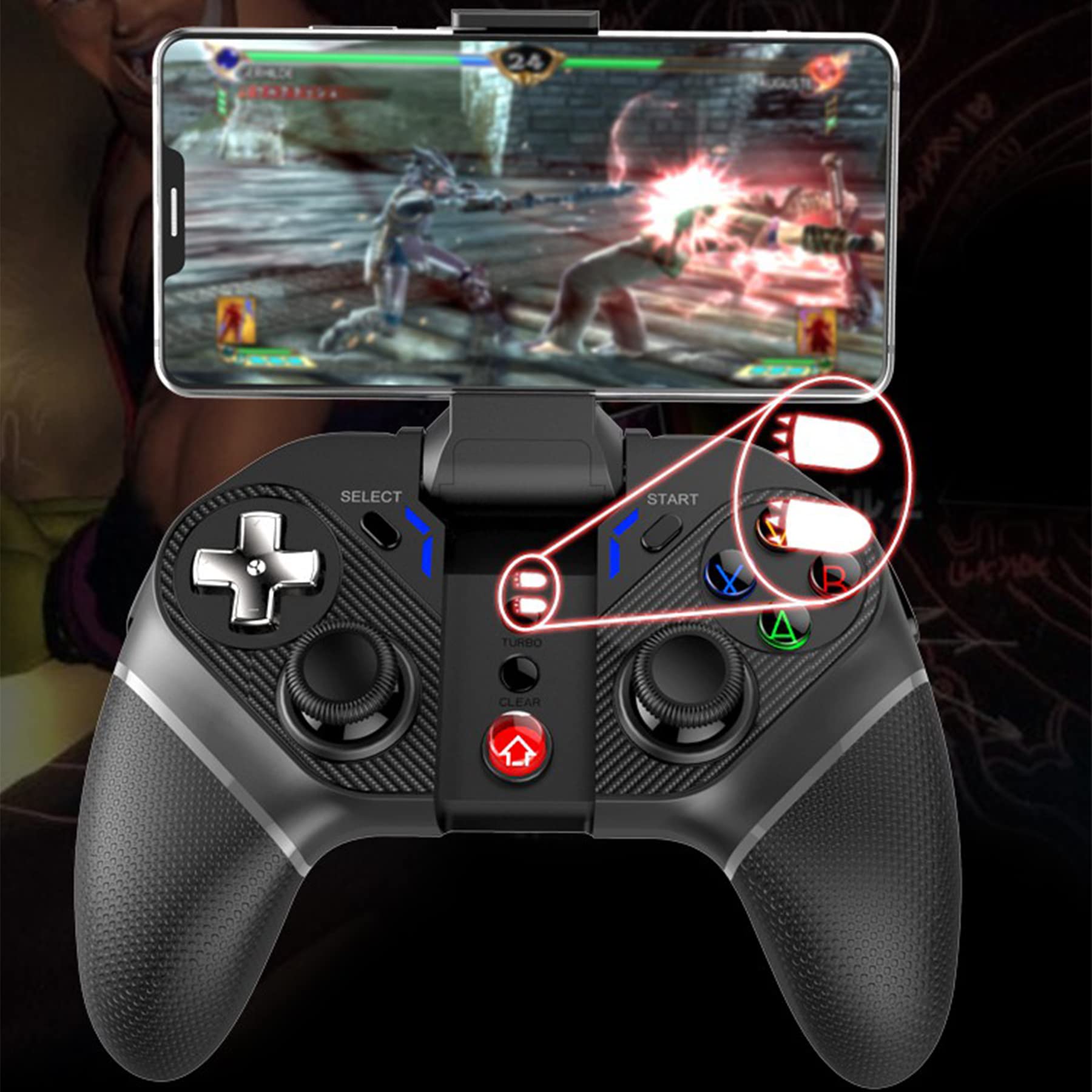 IPEGA-PG-9220 Wireless 5.0 Mobile Phone Joystick Gamepad Game Controller for Android Smartphone /Samsung Galaxy S21/S20+ Galaxy Note10 S10/S9, Tablet/PS3/ N-Switch (Android 6.0 Higher System)