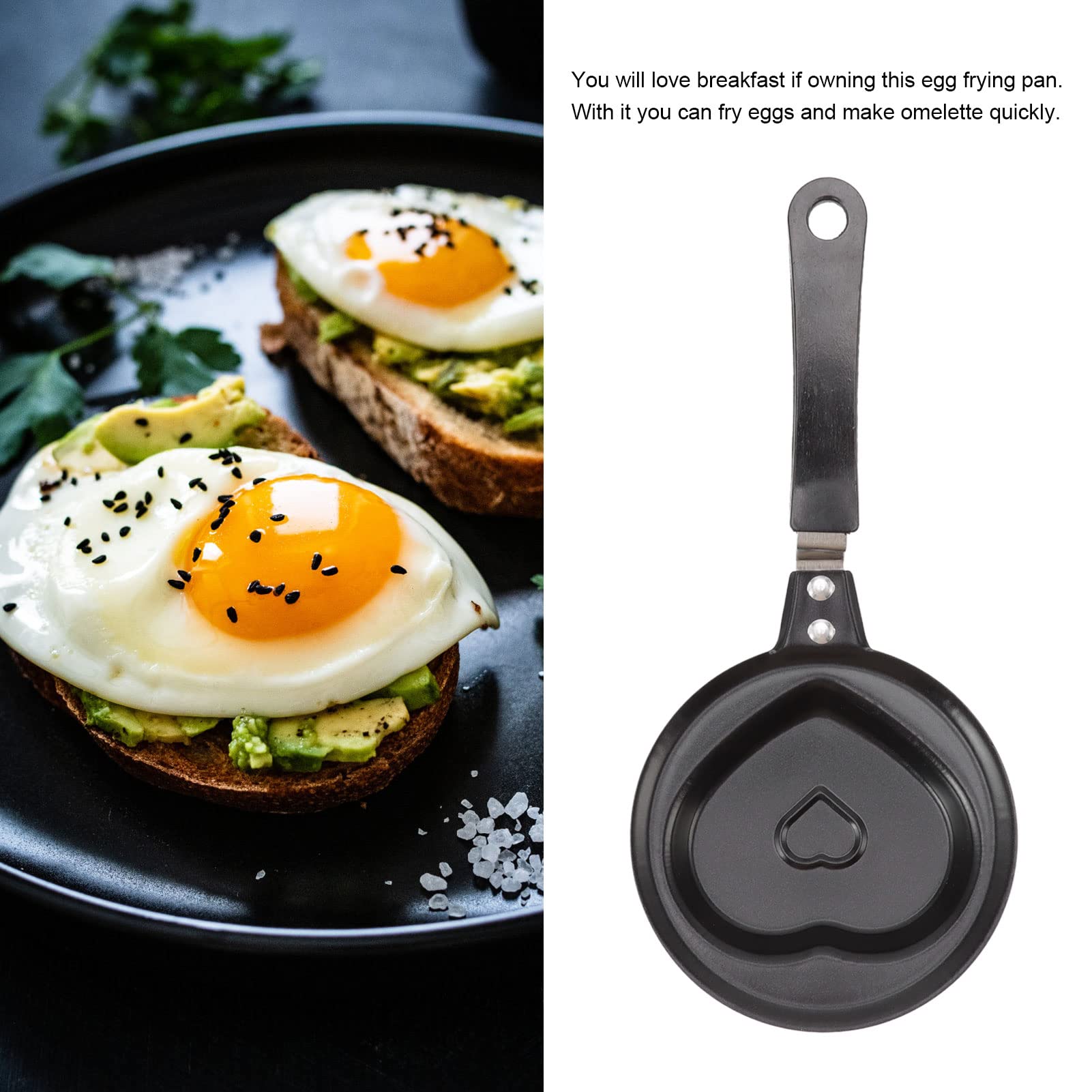 plplaaoo Mini Egg Pan,Egg Frying Pan, Non Stick Egg Cooker Pan,Nonstick Egg Frying Pan Innovative Korean Breakfast Pot DIY Mini Breakfast Omelette Pan Mold(heart-shaped)