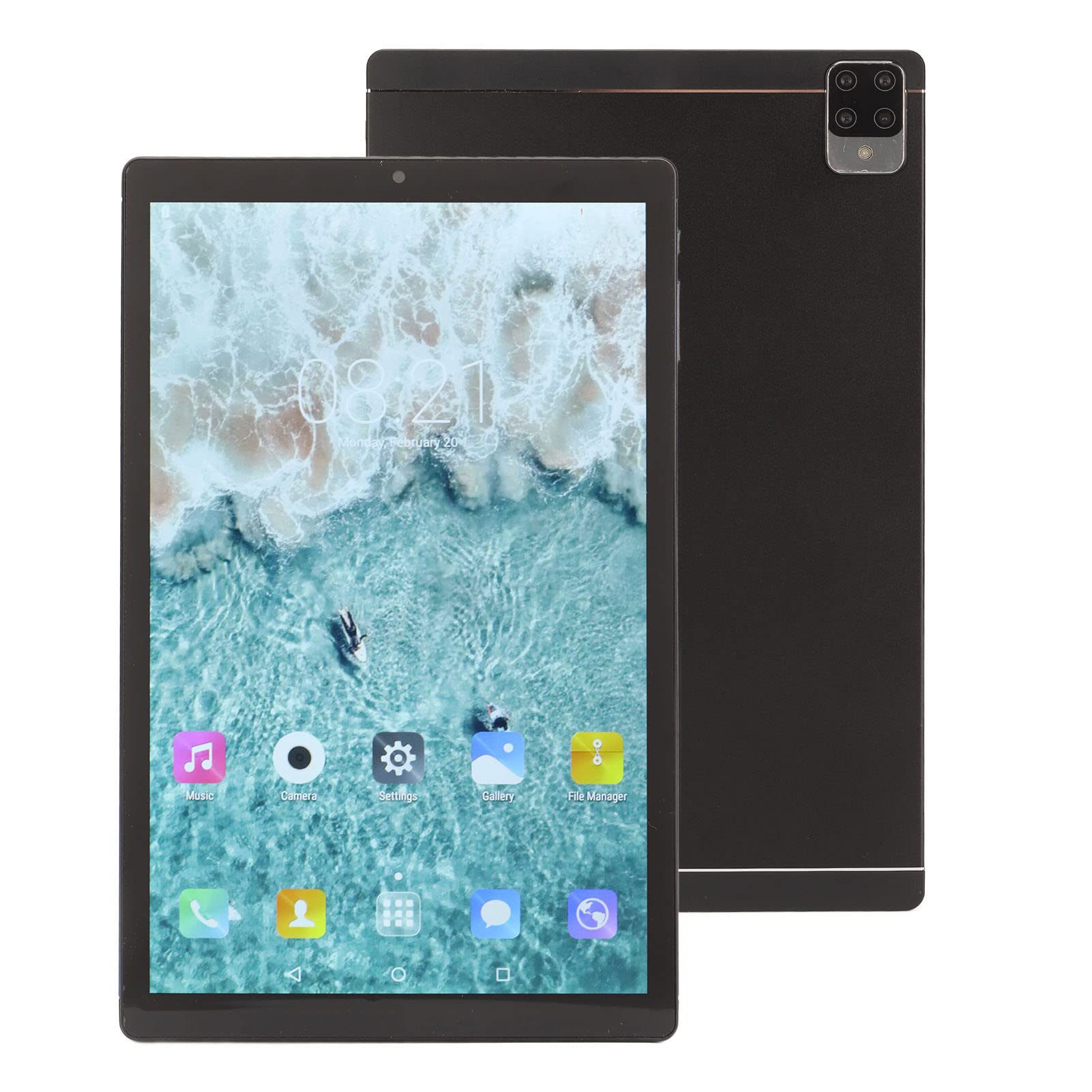 Tablet PC, Black 10.1 Inch Tablet 2.4G 5G WiFi 4GB RAM 64GB ROM Dual Card Dual Standby 100-240V Read Android 12 (US Plug)