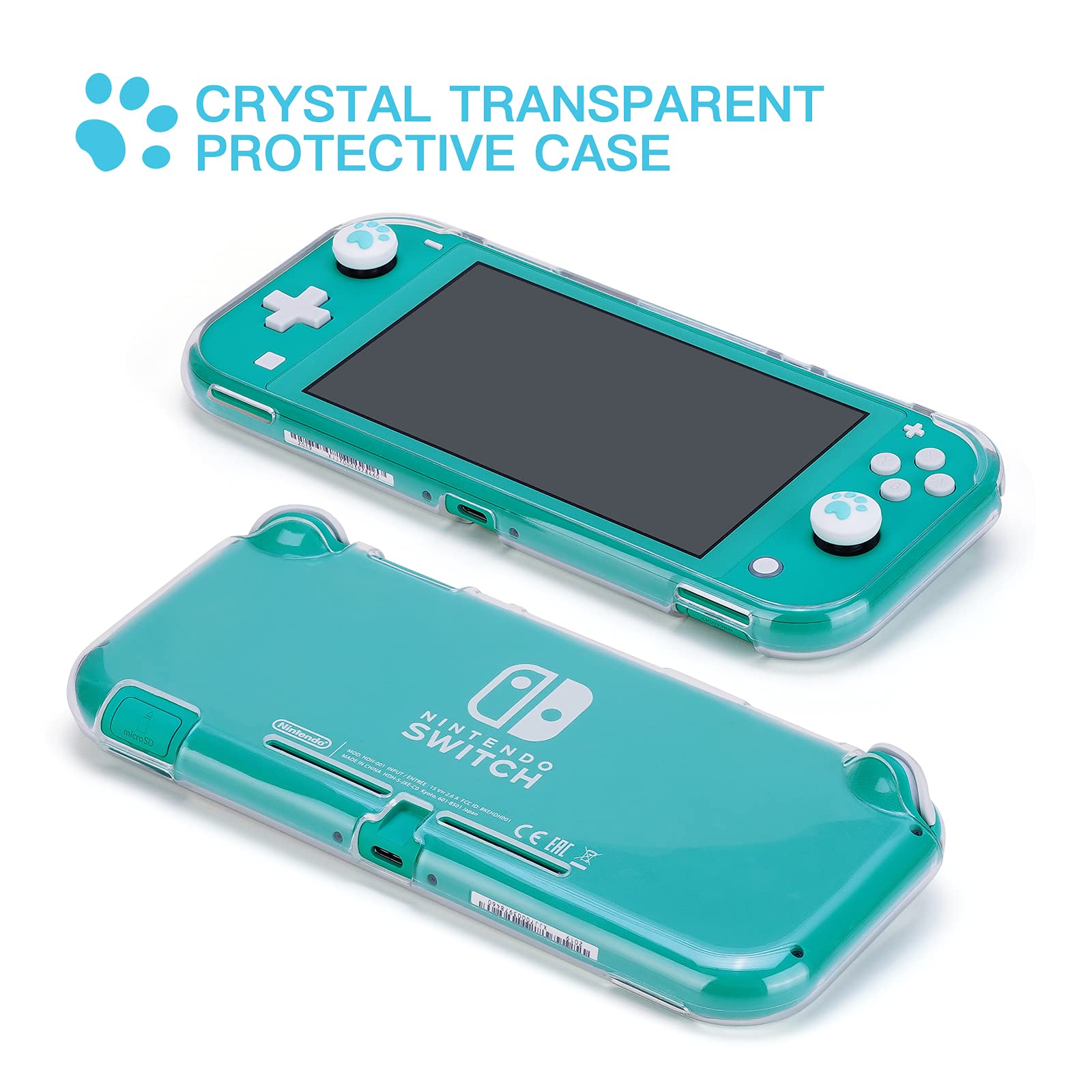 JINGDU Carrying Case Compatible with Switch Lite, Cute 3D Cat Paw Storage Bag with Screen Protector, Thumb Grips, Protective Case, Straps, Premium Accessories Kit, Blue