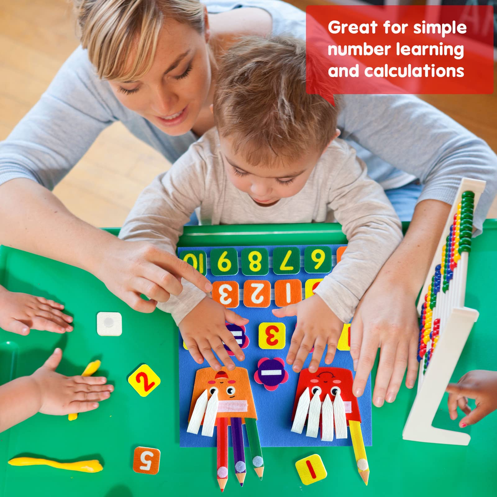 QCFDLCX Learning Numbers Felt Board for Toddlers,Counters for Kids Preschool Math,Math Games Manipulatives Kindergarten,Montessori Counting Toy for Kids
