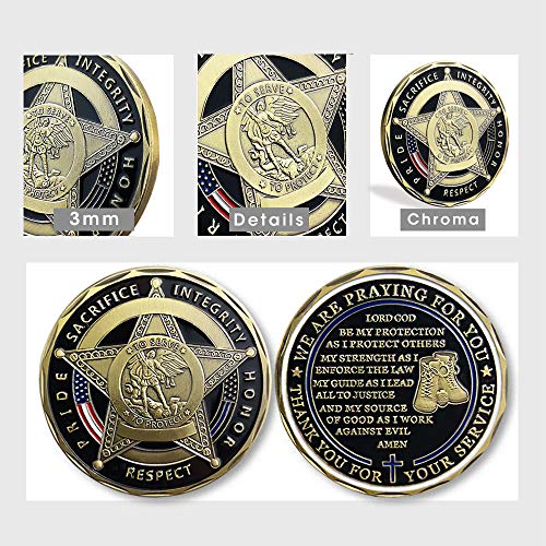 Police Officer Challenge Coin Saint Michael Prayer Gift Thank You For Your Service